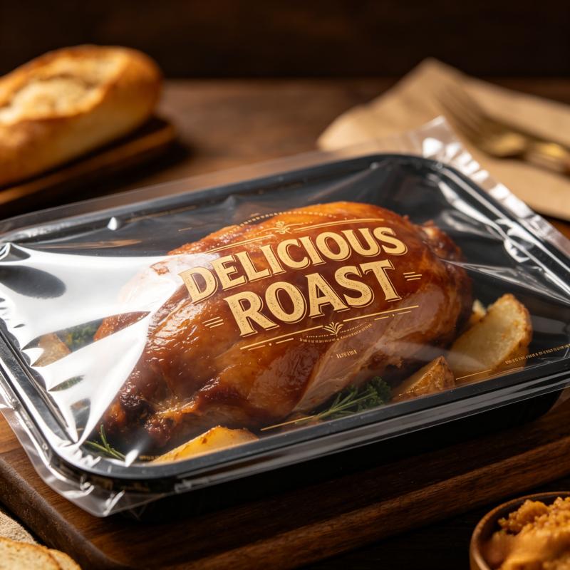 Quality Custom Printed MAP Food Packaging Film - Heat-Sealable Lidding Film for Roast Chicken & Ready Meal Trays factory