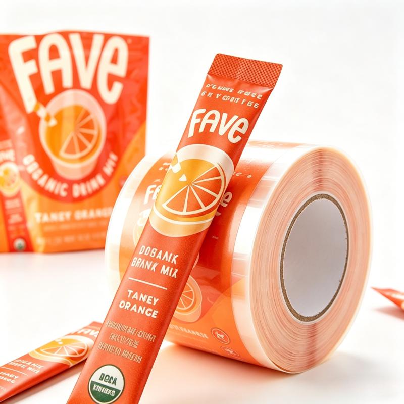 Quality Custom Printed 10g Orange Drink Mix Rollstock Film for High-Speed Powder Sachet Packaging factory