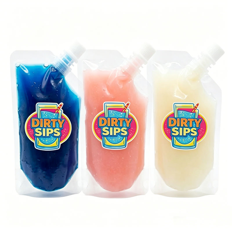 Quality 500ml Leak-Proof Icee/Slushy Smoothie Spout Pouch - BPA-Free Clear Pink Disposable Drink Pouch with Spout factory