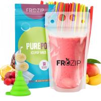 China 300ml 500ml Stand Up Juice Pouch Moisture Proof With Straw Ziplock for sale