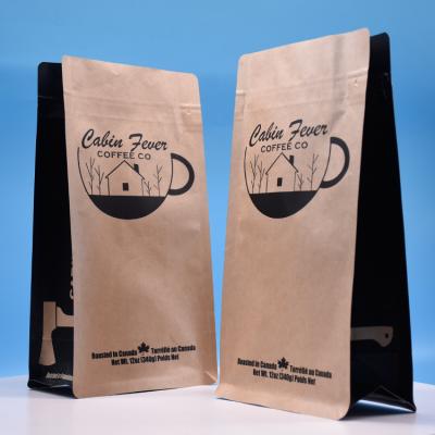 China Flat Bottom Sustainable Coffee Packaging Pouch 250g 340g 500g 1kg With Valve Zipper for sale