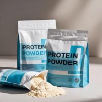 China Flat Bottom Dairy Milk Packaging Professional Matt Protein Powder Stand Up Pouch for sale