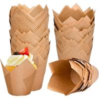 China Greaseproof Paper Baking Cups Food Grade Bakery Packaging Heat Resistant Tulip Cupcake Liners for sale