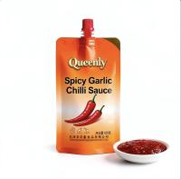 China 450g Garlic Chilli Sauce Packaging Bag Flat Bottom Shelf Stable Oil Resistance With Spout for sale