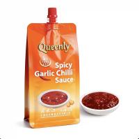 China 450g Garlic Chilli Sauce Packaging Bag Flat Bottom Shelf Stable Oil Resistance With Spout for sale