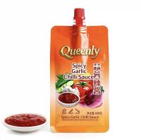 China 450g Garlic Chilli Sauce Packaging Bag Flat Bottom Shelf Stable Oil Resistance With Spout for sale