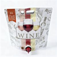China 4L Disposable Wine Dispenser Wine Bag In Box Pouch| Aluminum Foil Tap Dispenser Stand Up Pouch With Die-Cut Handle For Red White Rosé Wine for sale