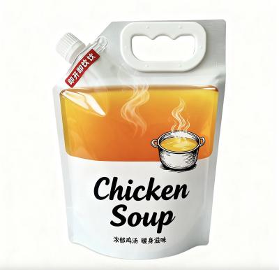 China 16 Ounce Soup Packaging Bags Soup Spout Pouch 500ml 1L 2L With Handle for sale