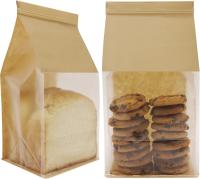China Square Bottom Bread Packaging Bags Custom Bakery Bags With Window Resealable Tin Tie Tab Lock for sale