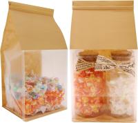 China Square Bottom Bread Packaging Bags Custom Bakery Bags With Window Resealable Tin Tie Tab Lock for sale