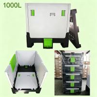 China 1000L Large HDPE Four-Way Forklift IBC Turnover Box Logistics With Lid Folding Plastic Pallet Box for sale