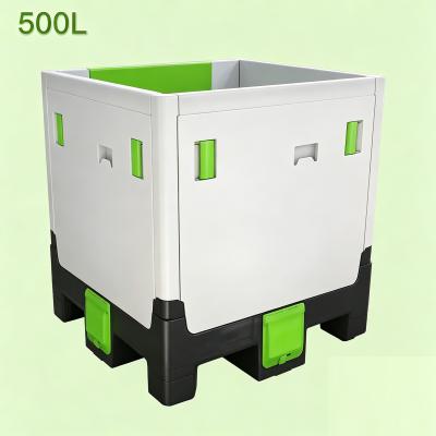 China Save 65% Storage Space 500KG 500L Food Grade PP Foldable IBC Container For Wine Juice for sale