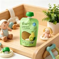 China Organic Pear Baby Puree Pouch Resealable Spout Easy Self-Feeding Baby Food Pouch for sale