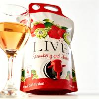 China High Barrier 1.5L Strawberry Juice Wine Pouch With Tap - Reusable Spout Bag for Strawberry Lime Juice, Wine & Beverages for sale