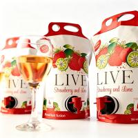 China High Barrier 1.5L Strawberry Juice Wine Pouch With Tap - Reusable Spout Bag for Strawberry Lime Juice, Wine & Beverages for sale
