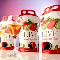 China High Barrier 1.5L Strawberry Juice Wine Pouch With Tap - Reusable Spout Bag for Strawberry Lime Juice, Wine & Beverages for sale