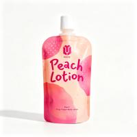 China 100ml Peach Scented Body Lotion Spout Pouch - Travel-Size Moisturizing Lotion Bag with Flip-Top Cap for sale