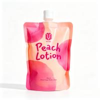 China 100ml Peach Scented Body Lotion Spout Pouch - Travel-Size Moisturizing Lotion Bag with Flip-Top Cap for sale