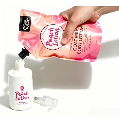 China 100ml Peach Scented Body Lotion Spout Pouch - Travel-Size Moisturizing Lotion Bag with Flip-Top Cap for sale
