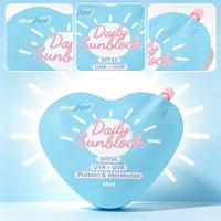 China 50ml Heart-Shaped Matte Sunscreen Spout Pouch - Cute Refillable Cosmetic Bag for SPF Skincare for sale