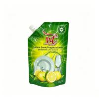 China 1L Lemon Scent Dishwasher Liquid Spout Pouch - Refillable Stand-Up Dish Soap Bag with Screw Cap for sale