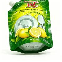 China 1L Lemon Scent Dishwasher Liquid Spout Pouch - Refillable Stand-Up Dish Soap Bag with Screw Cap for sale