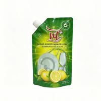 China 1L Lemon Scent Dishwasher Liquid Spout Pouch - Refillable Stand-Up Dish Soap Bag with Screw Cap for sale