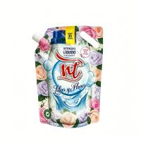 China 2L Lilac & Flower Scent Liquid Laundry Detergent Pouch - Leak-Proof Spout Stand-Up Fabric Wash Bag for sale