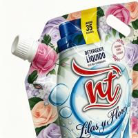 China 2L Lilac & Flower Scent Liquid Laundry Detergent Pouch - Leak-Proof Spout Stand-Up Fabric Wash Bag for sale