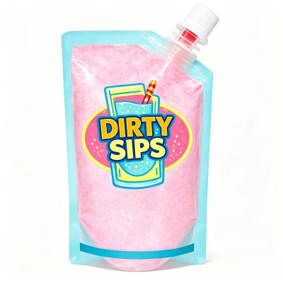 China 500ml Leak-Proof Icee/Slushy Smoothie Spout Pouch - BPA-Free Clear Pink Disposable Drink Pouch with Spout for sale