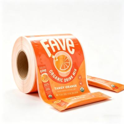 China Custom Printed 10g Orange Drink Mix Rollstock Film for High-Speed Powder Sachet Packaging for sale