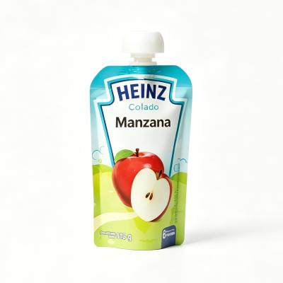 China 110g Apple Puree Spout Pouch with Mushroom Cap - Glossy Baby Food Bag for 6+ Months for sale