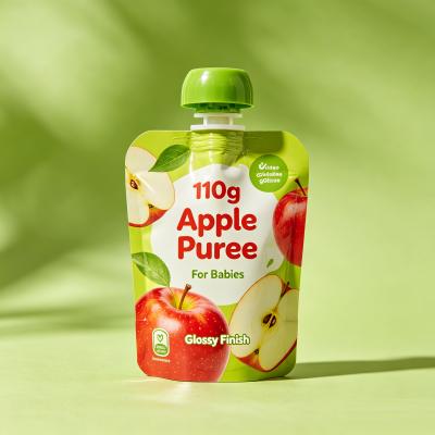 China 110g Glossy Baby Food Spout Pouch with Mushroom Cap - Leak-Proof BPA-Free Apple Puree Stand-Up Bag for sale