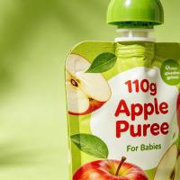 China 110g Glossy Baby Food Spout Pouch with Mushroom Cap - Leak-Proof BPA-Free Apple Puree Stand-Up Bag for sale