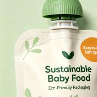 China Eco-Friendly Baby Food Pouch with Clear Window - 100% Compostable Sustainable Spout Packaging for Organic Purees for sale