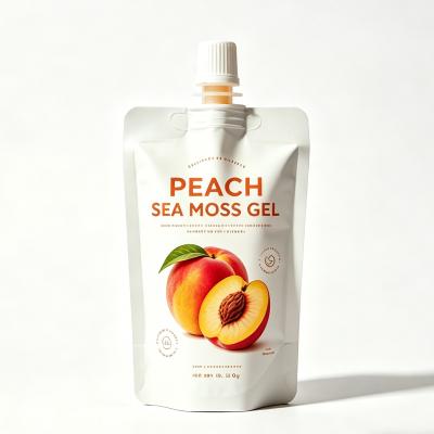 China Matte White Central Spout Pouch for Peach Juice Sea Moss Gel - Leak-Proof Stand-Up Food Bag for sale