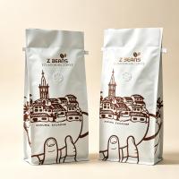 China Custom Printed Coffee Bags with One‑Way Degassing Valve & Tin Tie | Side Gusset Pouch for Roasted Coffee Beans for sale