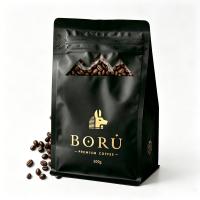 China Custom Printed 500g Matte Black Kraft Stand‑Up Coffee Pouch with Window | High‑Barrier Packaging for Whole Bean Coffee for sale