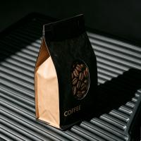 China Custom Printed Stand‑Up Pouches for Brand Visibility | Flat Bottom Kraft Coffee Packaging Bags with Display Window for sale