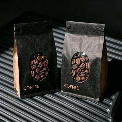 China Custom Printed Stand‑Up Pouches for Brand Visibility | Flat Bottom Kraft Coffee Packaging Bags with Display Window for sale