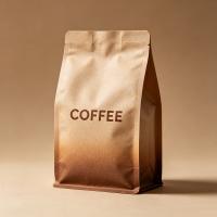 China Eco‑Certified Kraft Flat Bottom Coffee Bag | Premium Gradient Printed Sustainable Packaging for Whole Bean Coffee for sale