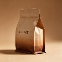 China Eco‑Certified Kraft Flat Bottom Coffee Bag | Premium Gradient Printed Sustainable Packaging for Whole Bean Coffee for sale