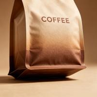 China Eco‑Certified Kraft Flat Bottom Coffee Bag | Premium Gradient Printed Sustainable Packaging for Whole Bean Coffee for sale