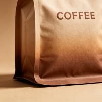 China Eco‑Certified Kraft Flat Bottom Coffee Bag | Premium Gradient Printed Sustainable Packaging for Whole Bean Coffee for sale