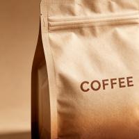 China Eco‑Certified Kraft Flat Bottom Coffee Bag | Premium Gradient Printed Sustainable Packaging for Whole Bean Coffee for sale