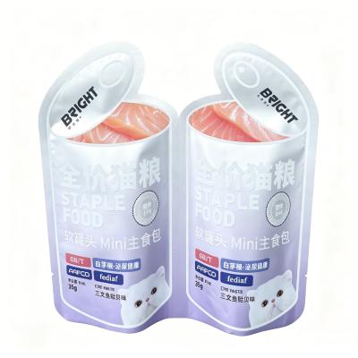 China Sterilizable Retort Stand-Up Pouch for Mini Wet Cat Food | High Barrier Heat Resistant Pet Food Packaging Pouches 35g Small Portion for sale