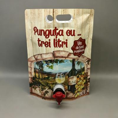 China Custom Print Plastic Wine Pouch 3L 5L Portable Disposable Aluminum Foil Juice Packaging for sale