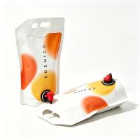 China Custom Gradient Printed Tap Dispenser Stand Up Pouch With Die-Cut Handle | High Barrier Aluminum Foil Bag In Box Liquid Packaging For Wine, Juice & Cold Beverages for sale