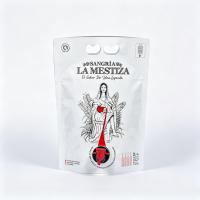 China Custom Vintage Line Art Printed 3L Bag In Box Wine Pouch | Double Heart Die-Cut Handle Aluminum Foil Tap Dispenser Stand Up Pouch For Sangria, Fruit Wine & Beverage for sale