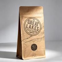 China Custom Printed 12oz 340g Kraft Flat Bottom Coffee Bag With One-Way Degassing Valve | Eco-Friendly Brown Paper Stand Up Pouch For Roasted Whole Bean Coffee for sale